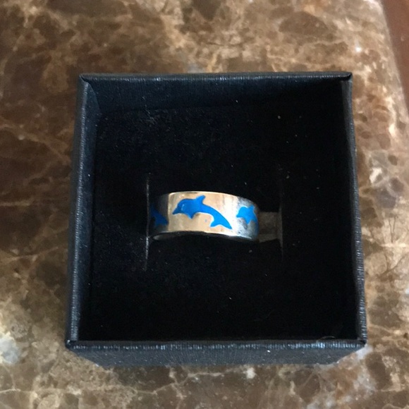 Vintage | Jewelry | Vintage Blue And Silver Dolphin Toe Ring | Poshmark